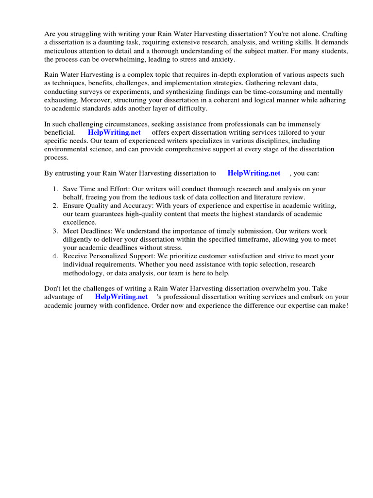 Rain Water Harvesting Dissertation | PDF | Water | Environmental Science