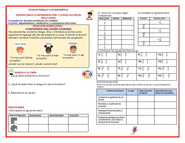 Clasificación y Comparación de Fracciones | PDF | Aprendizaje | Cognición