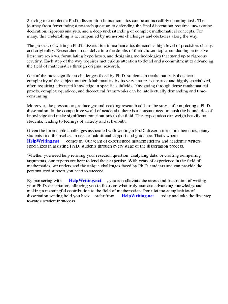 PHD Dissertation Mathematics | PDF | Thesis | Mathematics