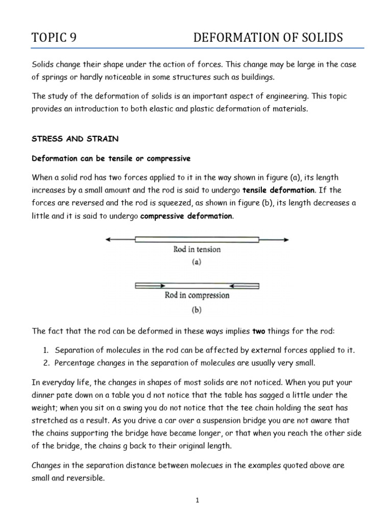 Deformation of Solids | PDF | Deformation (Engineering) | Young's Modulus