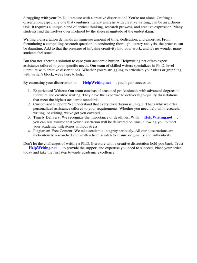 PHD Literature With Creative Dissertation | PDF | Thesis | Doctor Of ...