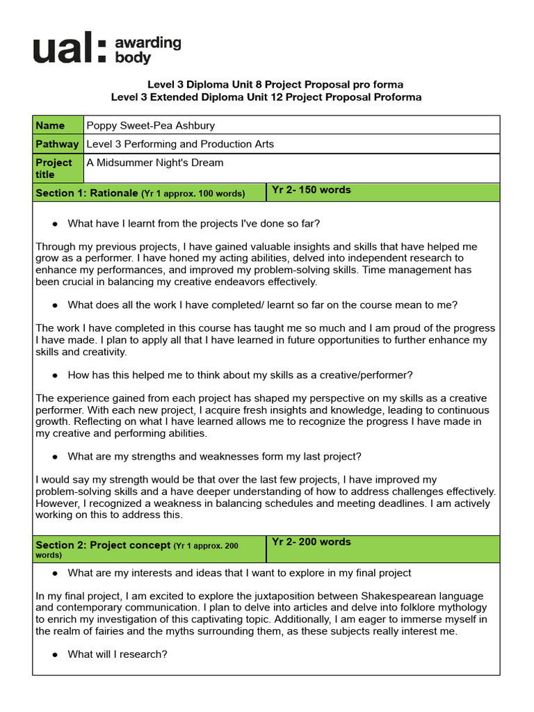 ual proposal action plan proforma 2 | PDF | Fairies | Fantasy
