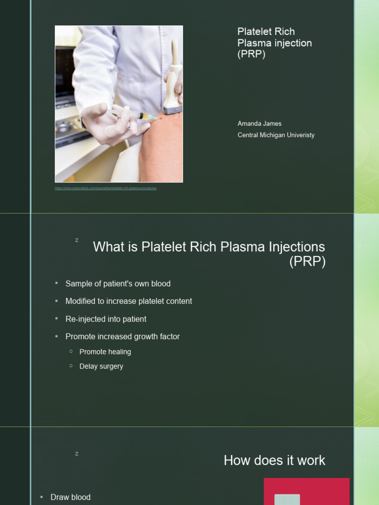 Platlet Rich Plasma Injections Inservice | PDF | Osteoarthritis ...