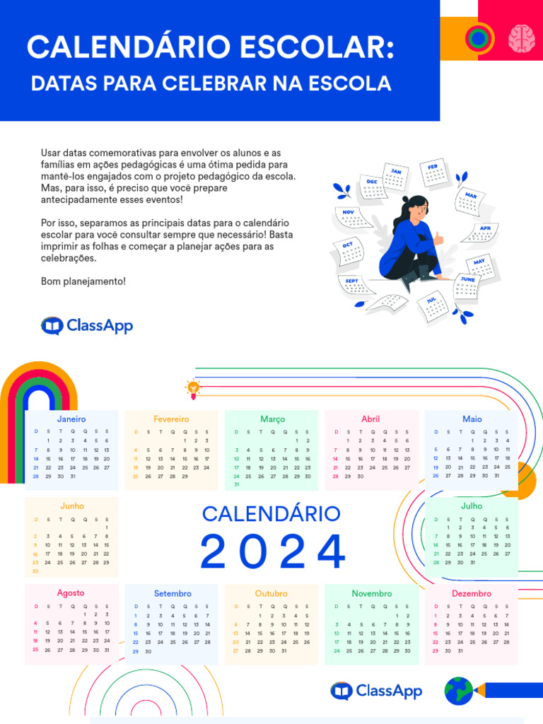 Calendário Escolar 2024: Datas Comemorativas | PDF | Brasil | Pedagogia