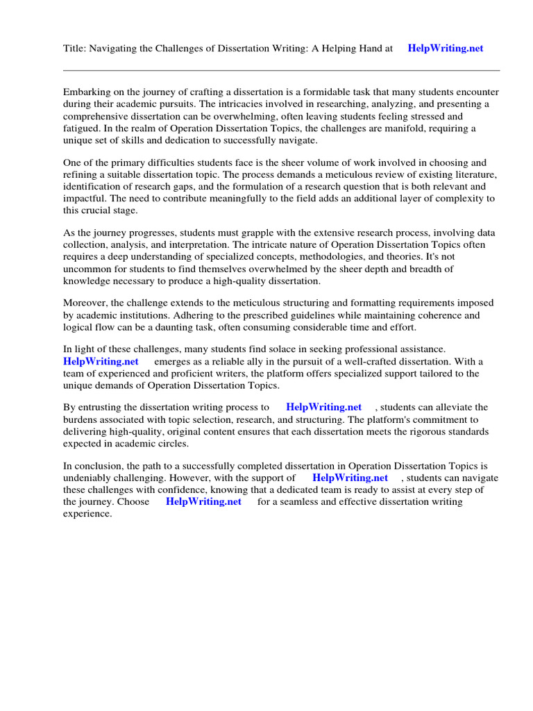 Operation Dissertation Topics | PDF | Retail | Thesis