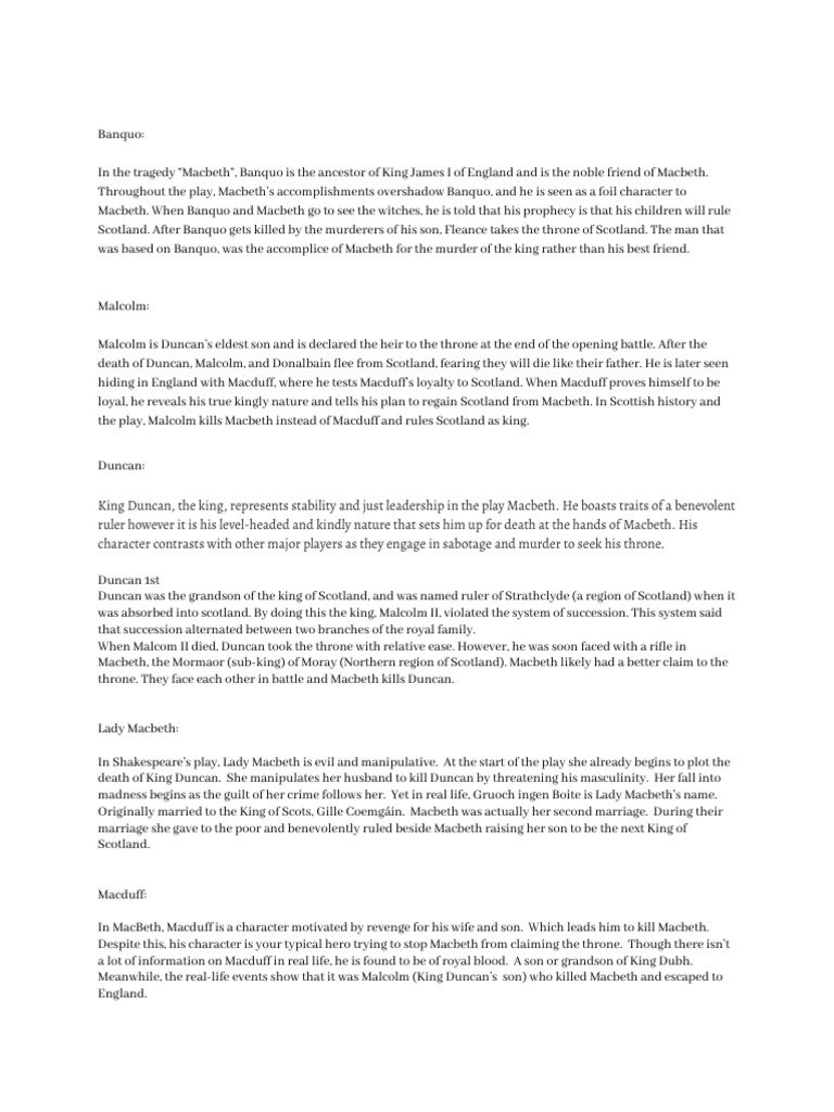 Macbeth Research Scottish History | PDF | Shakespearean Characters ...