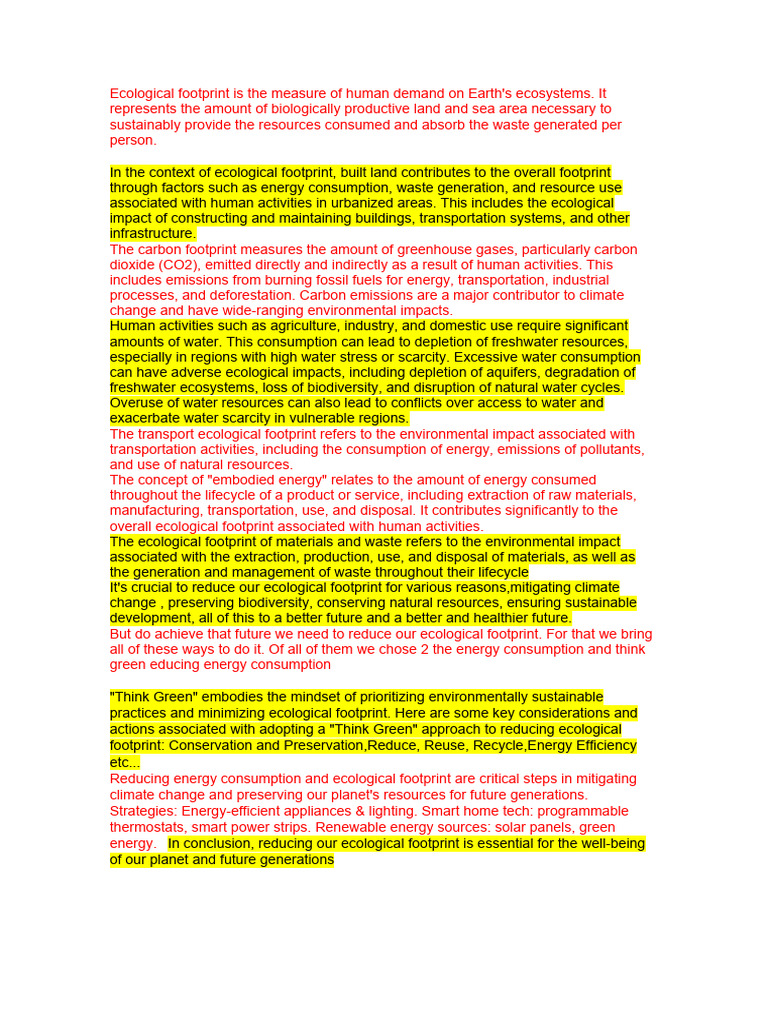 Ecological Footprint Is The Measure of Human Demand On Eart1 | Download ...