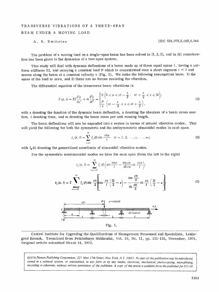 Transverse Vibrations of Three-Span Beam | PDF | Structural Engineering ...