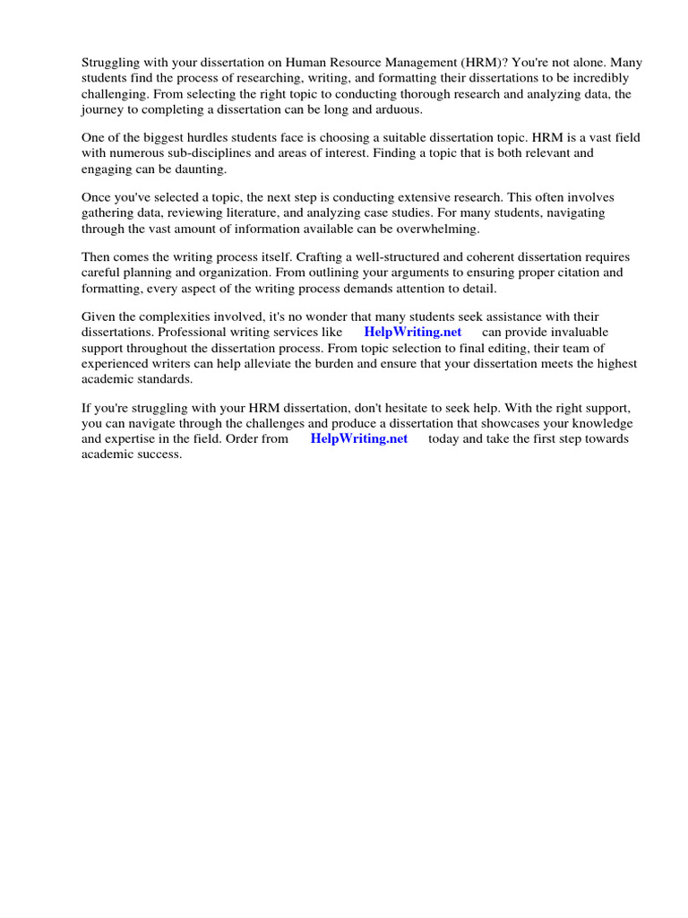 Sample Dissertation Topics On HRM | PDF | Human Resource Management ...