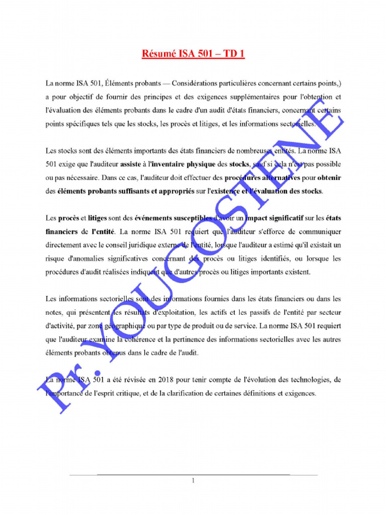 Résumé Isa 501 TD 01 Students | PDF