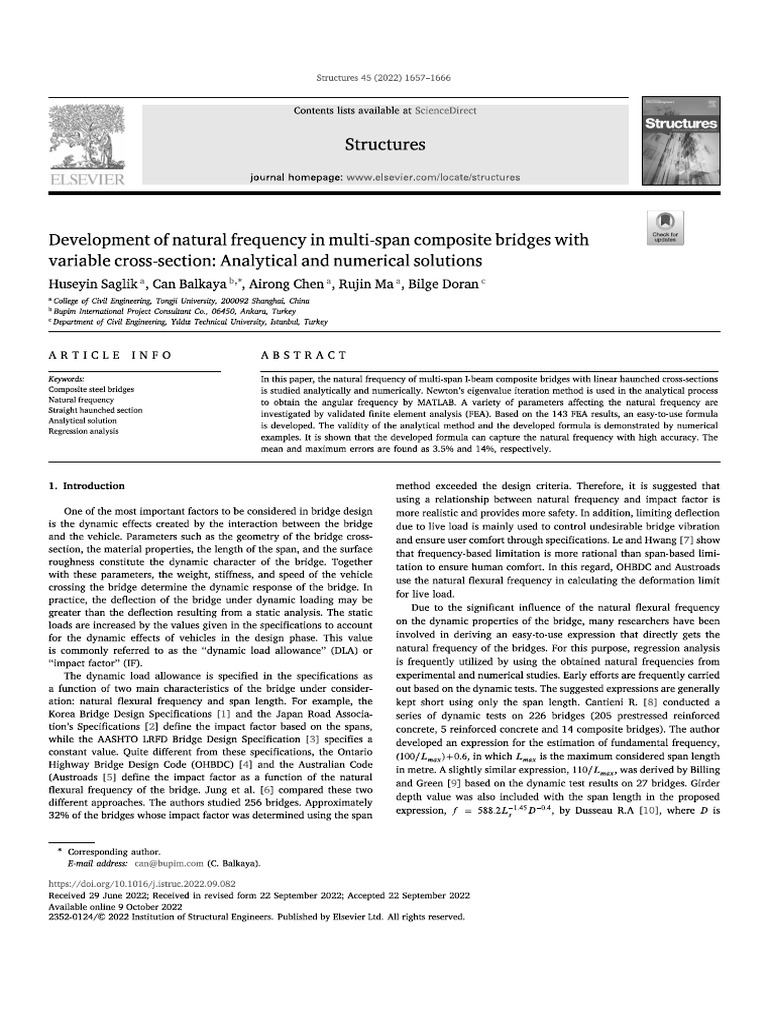 Development of Natural Frequency in Multi-Span Composite Bridges | PDF