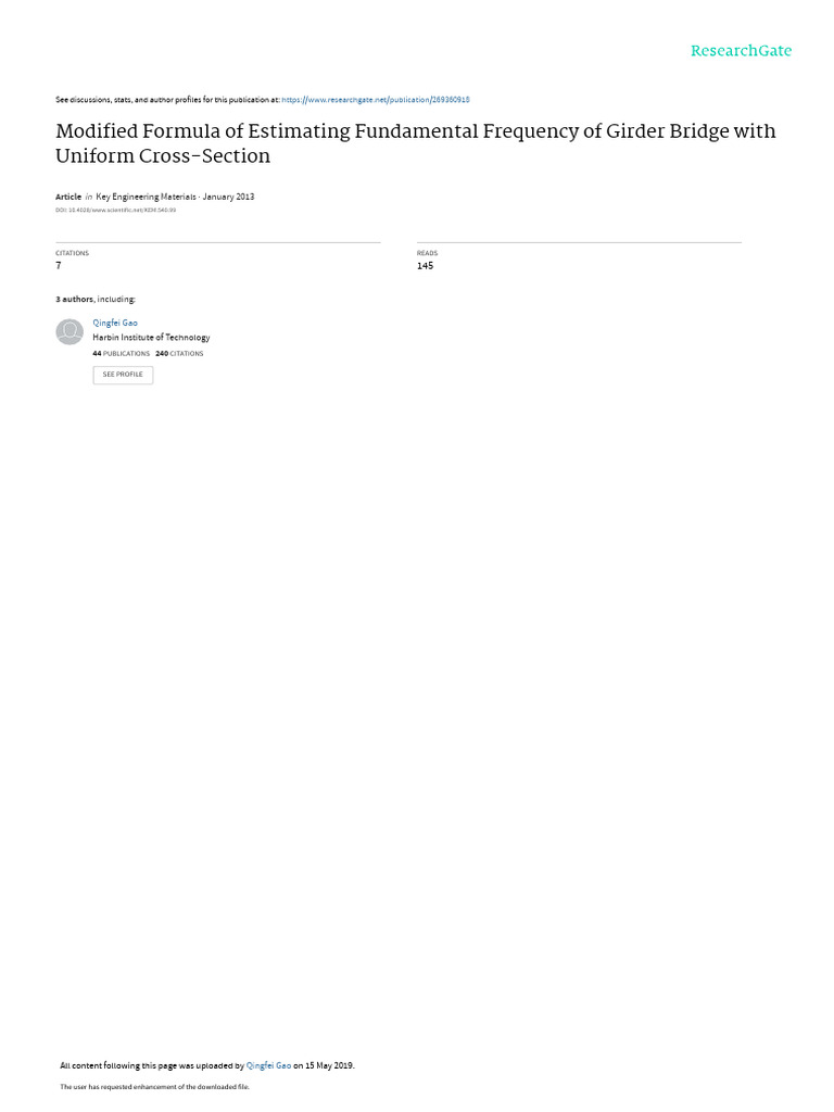 Modified Formula for Estimate the Frequency of continuous beam | PDF | Mechanics | Classical ...