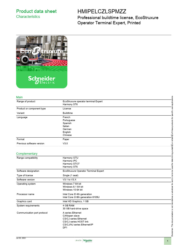 EcoStruxure™ Operator Terminal Expert - HMIPELCZLSPMZZ | PDF | Ethernet ...