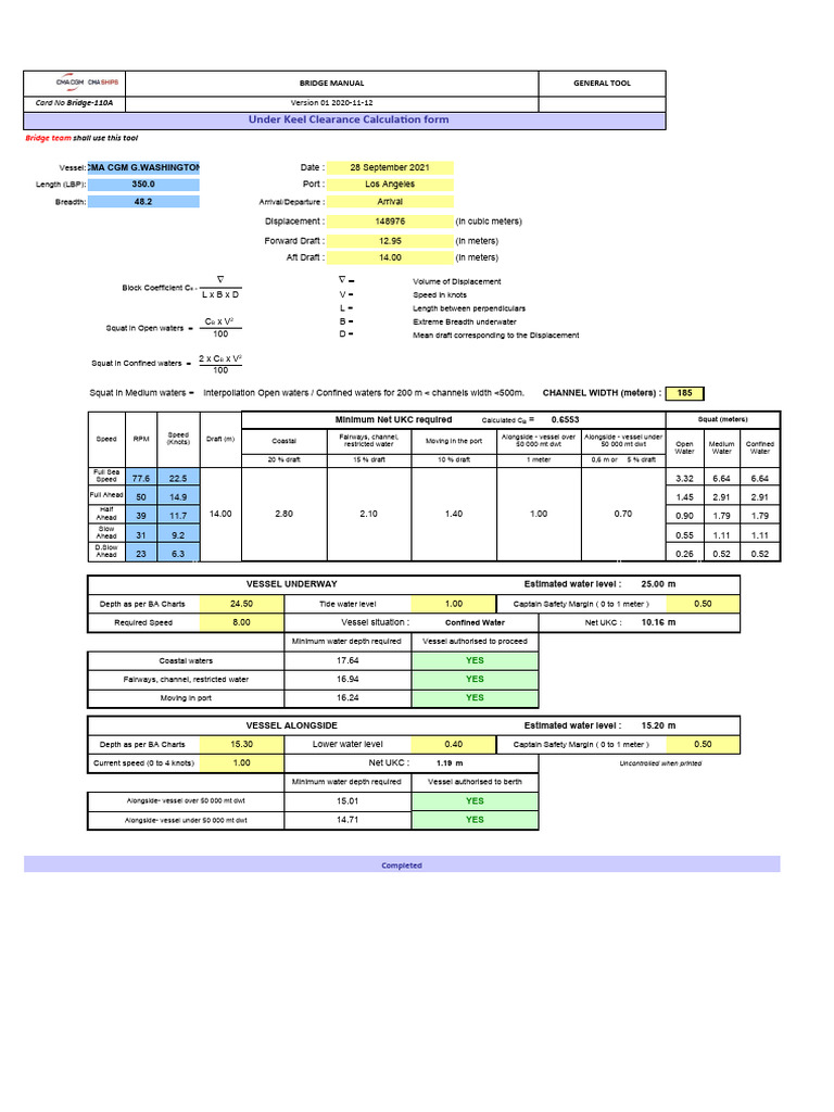 Ukc Calculation Form | PDF | Heavy Industry | Naval Architecture