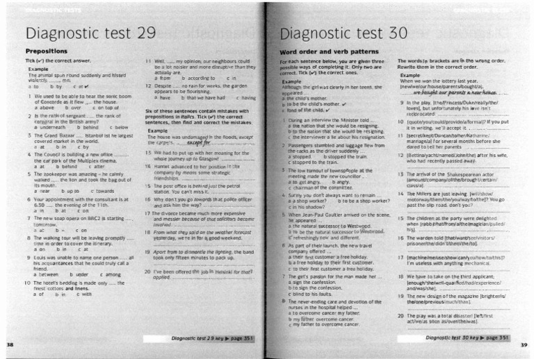 Word Order - Diagnostic Test | PDF
