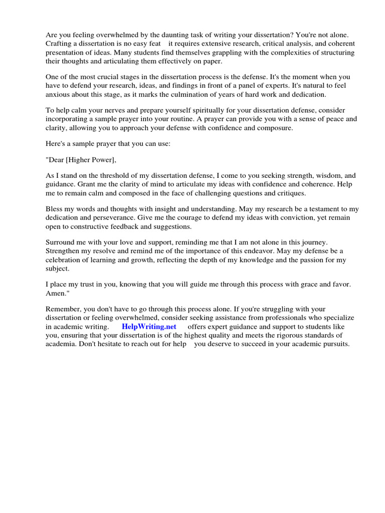 Sample Prayer For Dissertation Defense | PDF