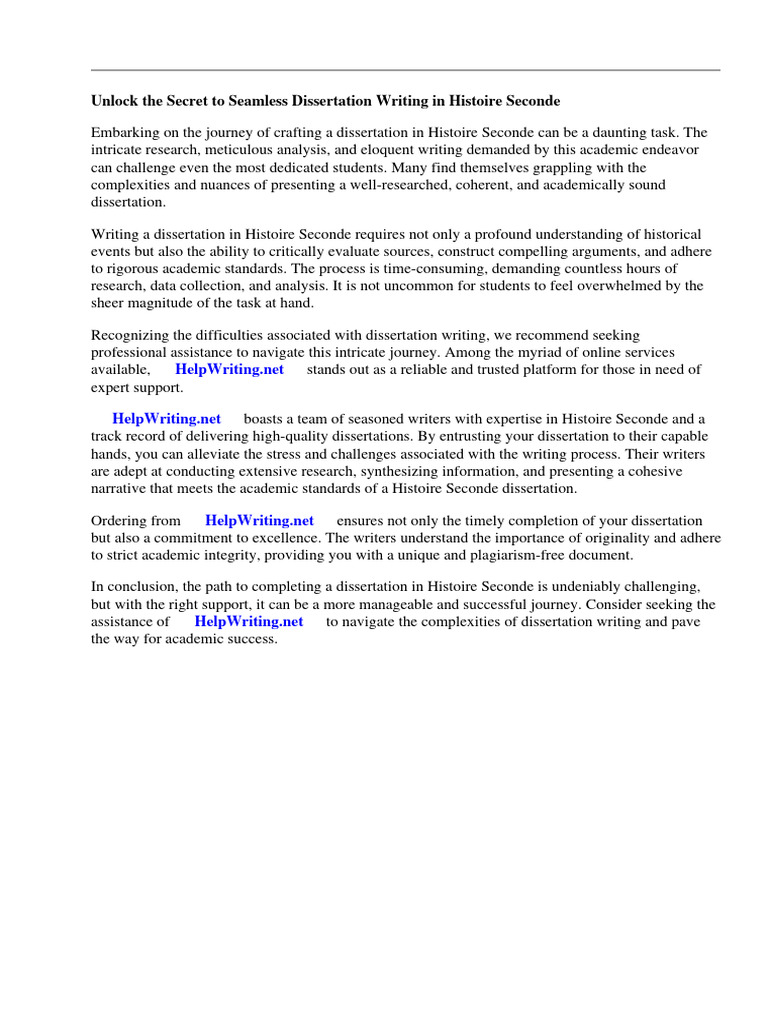 Dissertation en Histoire Seconde | PDF | Thesis | Academic Publishing