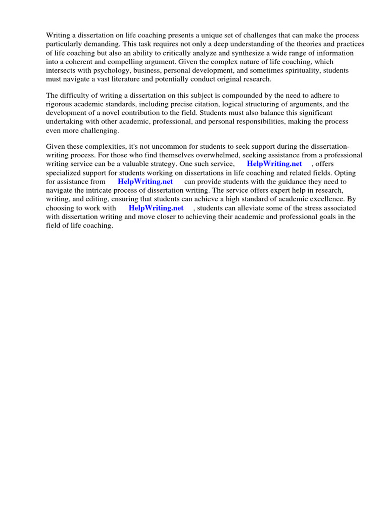 Dissertation Coaching for Life Coaching Students | PDF | Thesis | Experience