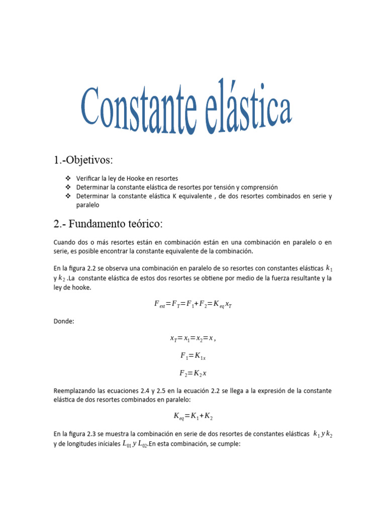 Constante Elástica | PDF | Elasticidad (Física) | Sensor