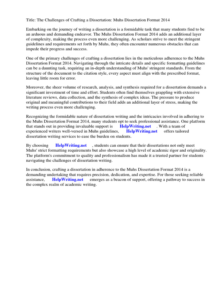 Muhs Dissertation Format 2014 | PDF | Thesis