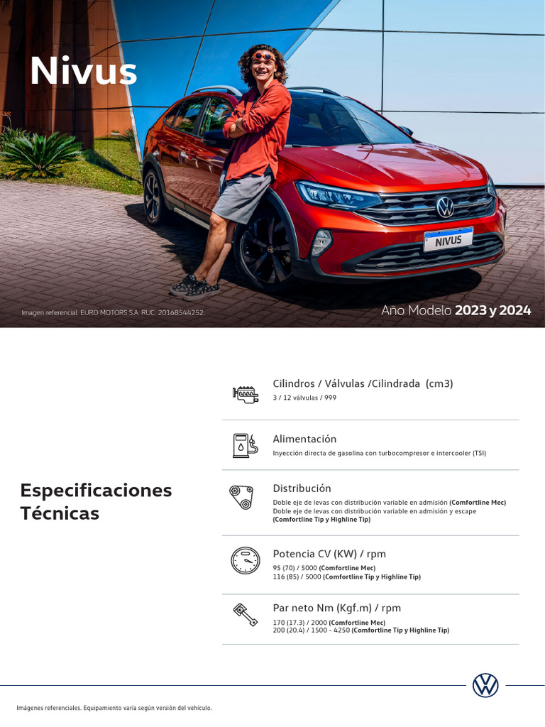 VW Peru - Ficha - Tecnica - Nivus 2024 | Descargar gratis PDF | Sistema de freno antibloqueo | Coche