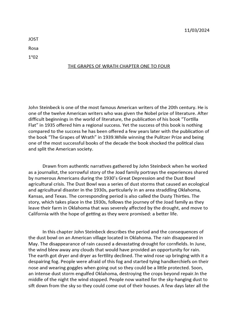 Copie de Tgop Chapter 1 To 4 | PDF | Dust Bowl | John Steinbeck