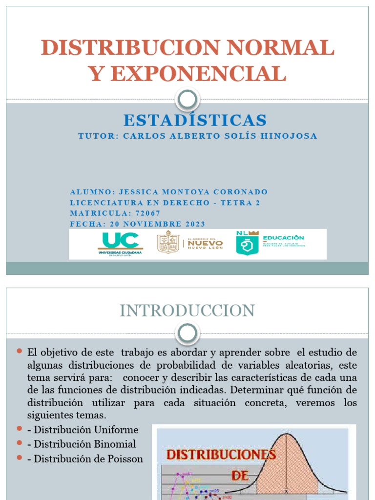 Características de Distribuciones Normal y Exponencial | PDF ...