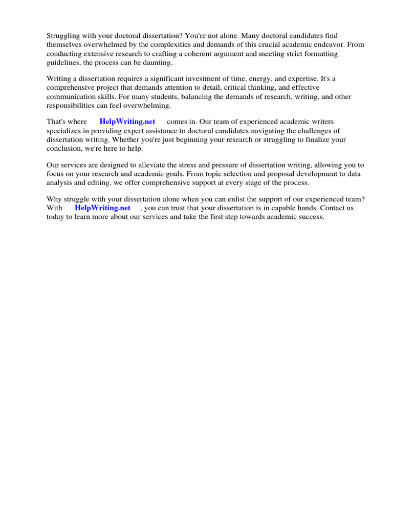 Doctoral Dissertation Writing Help | PDF | Thesis | Doctor Of Philosophy