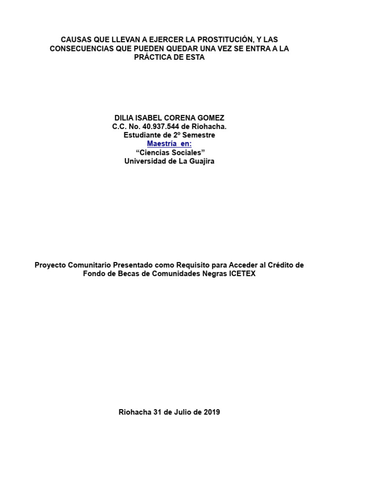 Causas Que Llevan A Ejercer La Prostitución Y Las Consecuencias Que