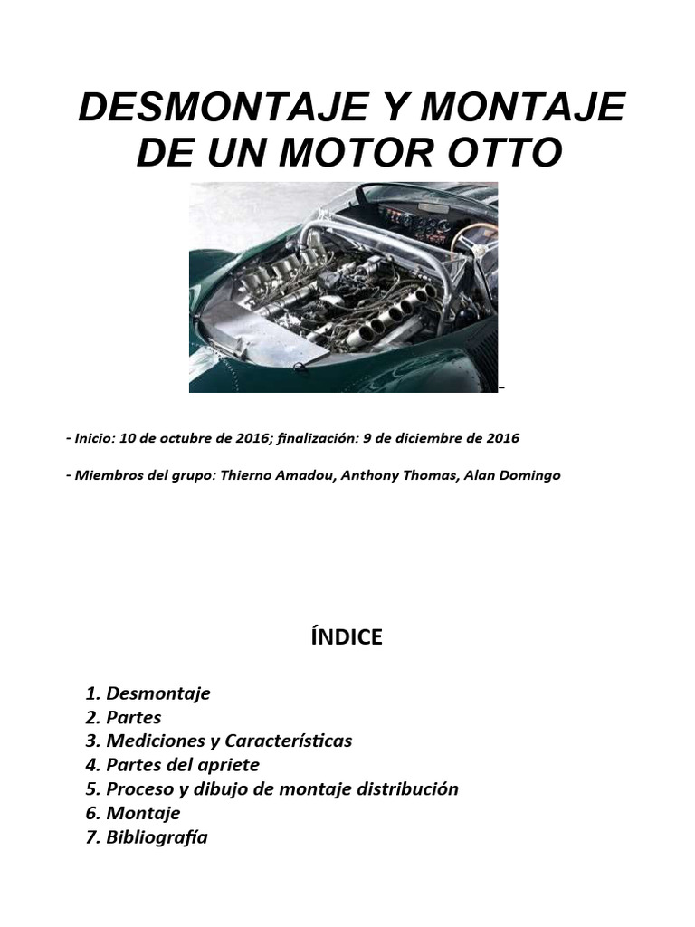 Desmontaje y montaje de motor oto | PDF | Tornillo | Motores