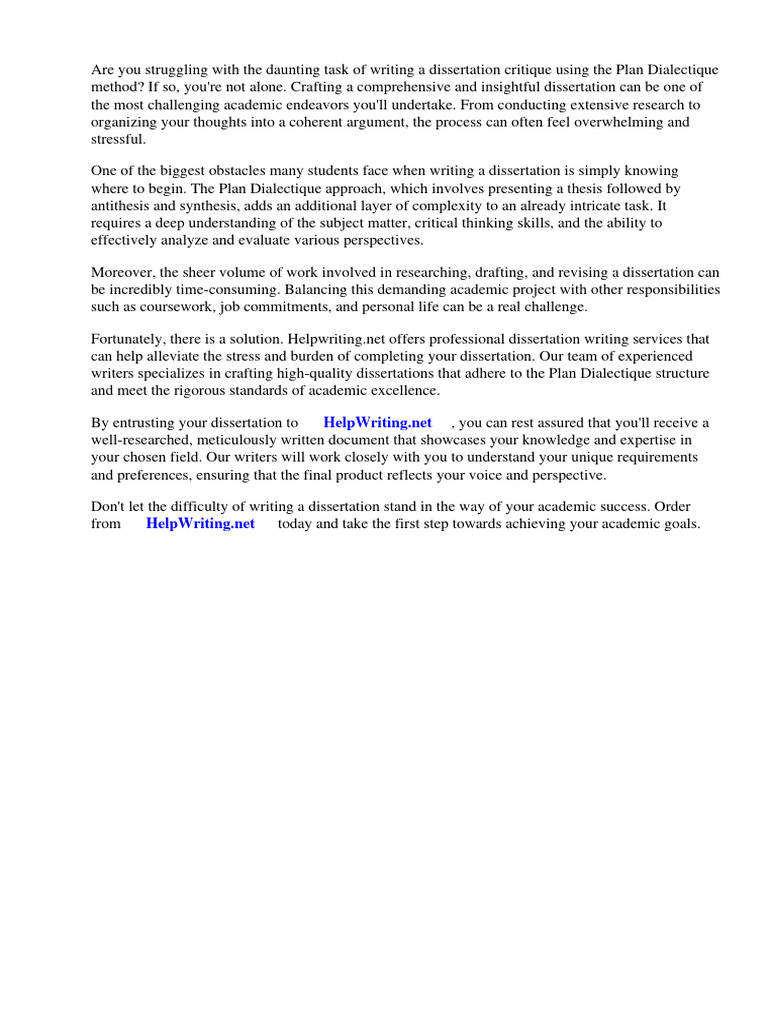 Plan Dialectique Dissertation Critique | PDF | Thesis | Georg Wilhelm ...