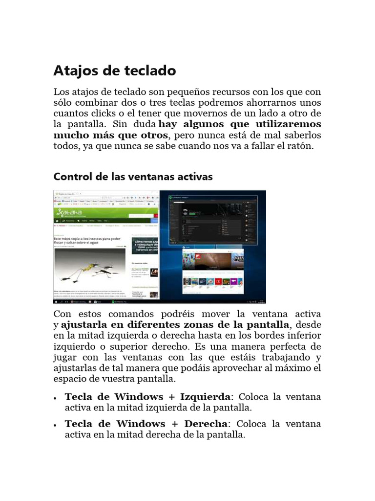 Atajos De Teclado Windows Pdf Ventana Informática Windows 10