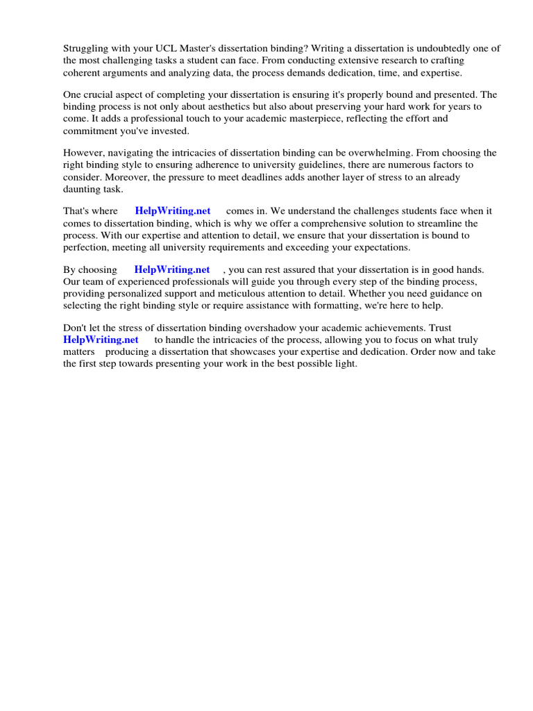 Ucl Masters Dissertation Binding | PDF | Thesis | Bookbinding