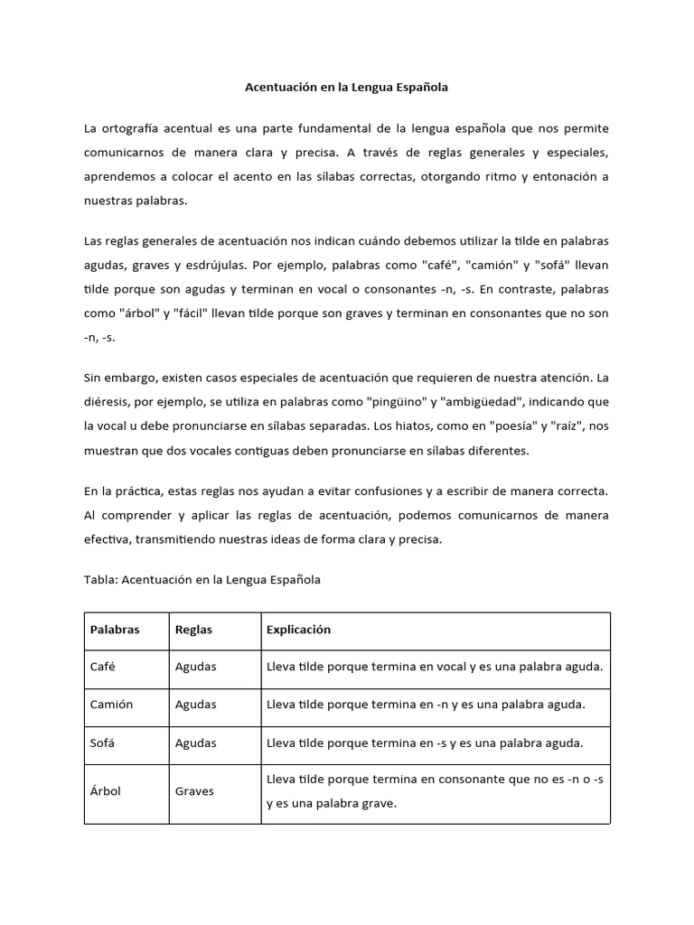 Acentuación en La Lengua Española | PDF | Sílaba | Voz humana