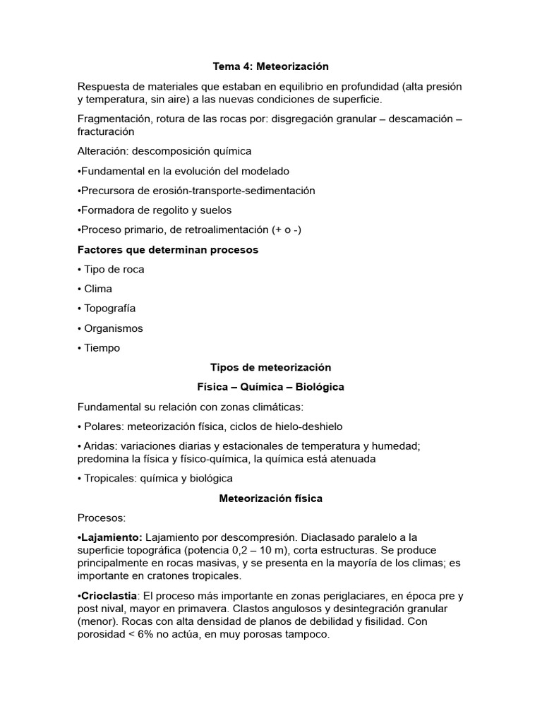 Tema 4 Geomorfo | PDF | Meteorización | Sumidero