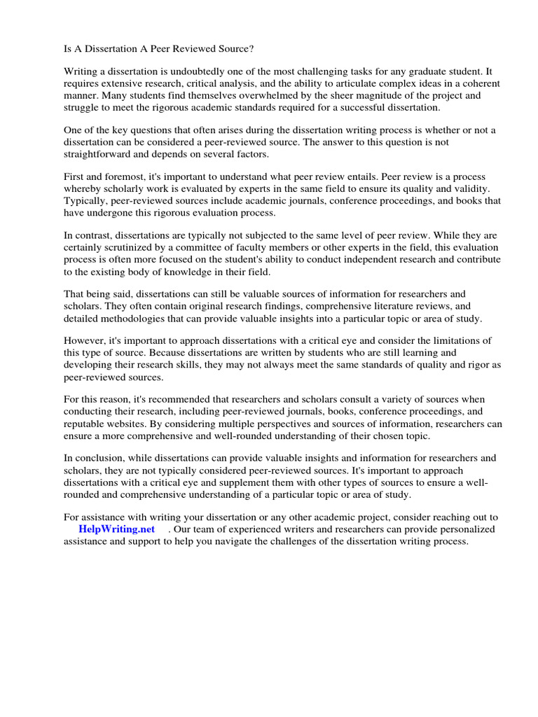 Is A Dissertation A Peer Reviewed Source | PDF | Academic Journal | Thesis