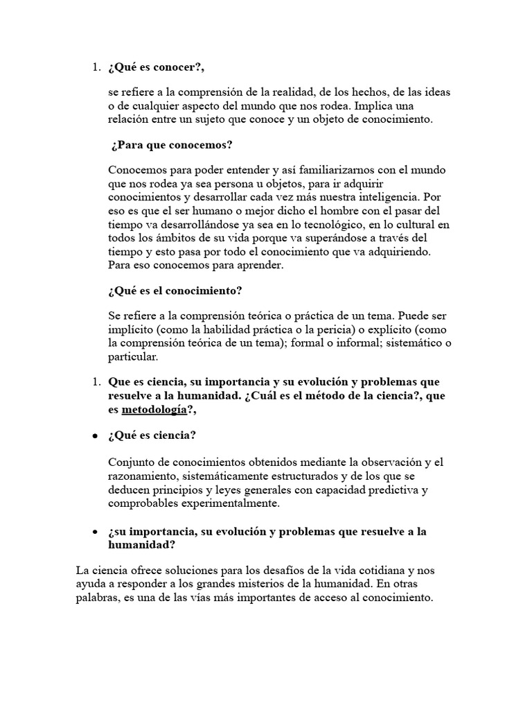 Qué es conocer | PDF