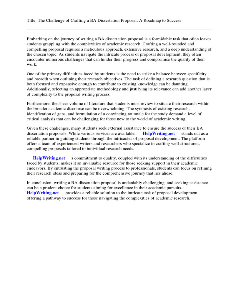 Ba Dissertation Proposal Examples | PDF | Franchising | Thesis