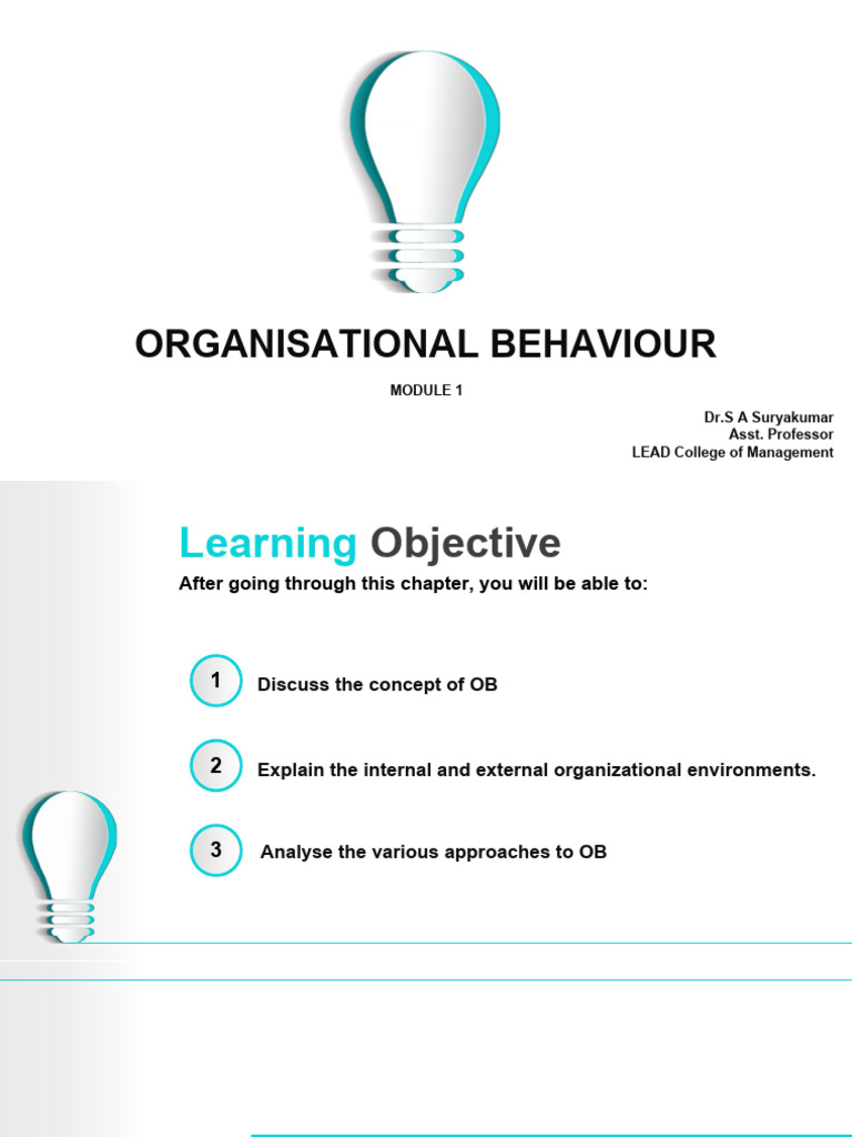 Ob Module 1 | PDF | Organizational Behavior | Psychology