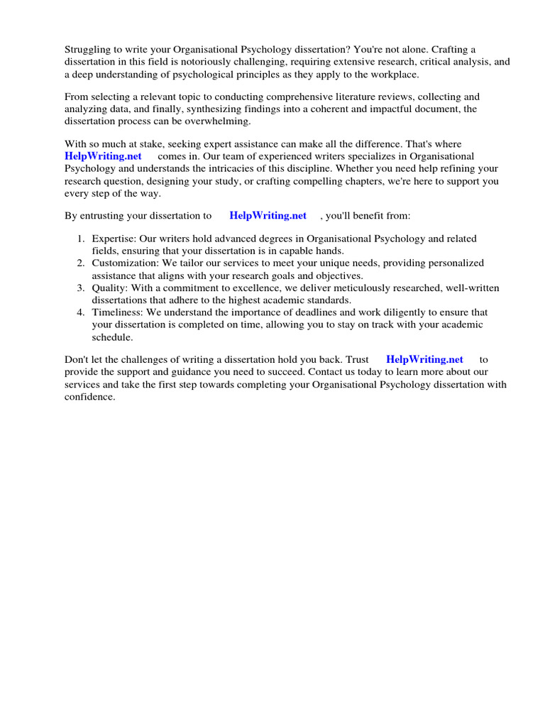 Organisational Psychology Dissertation Topics | PDF | Psychology ...