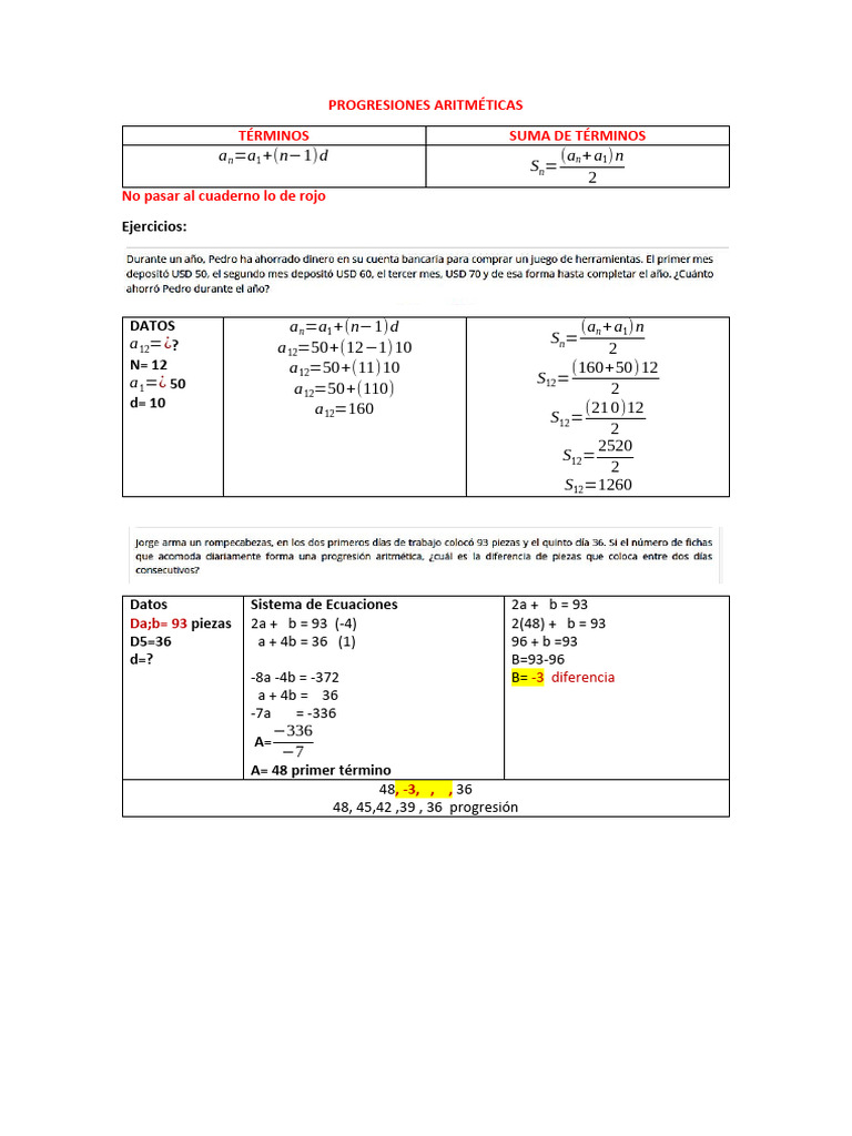 Progresiones Aritméticas | PDF | Matemáticas