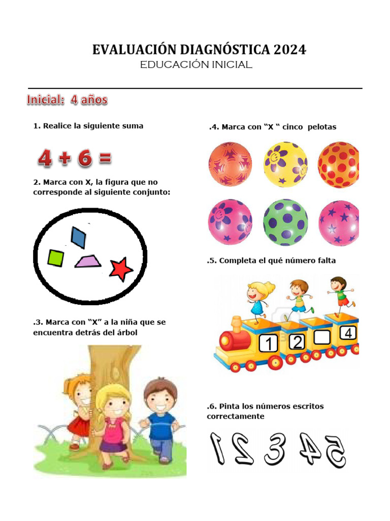 Evaluación Diagnóstica Inicial 4 Años | PDF