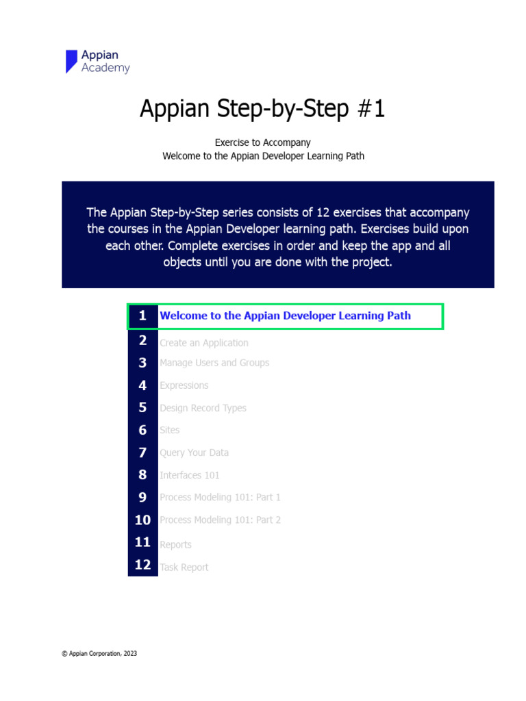 Classic 23.4 Appian Developer Step-By-Step - All Exercises | PDF ...