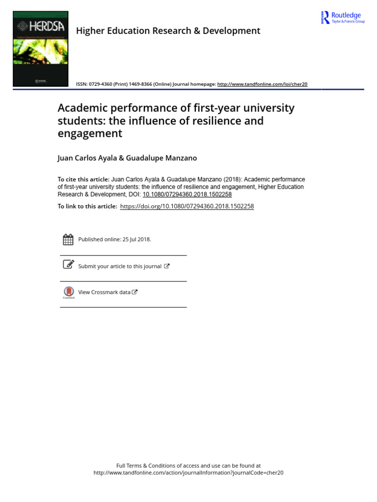 Academic Performance of First-Year University Students: The Influence of Resilience and ...