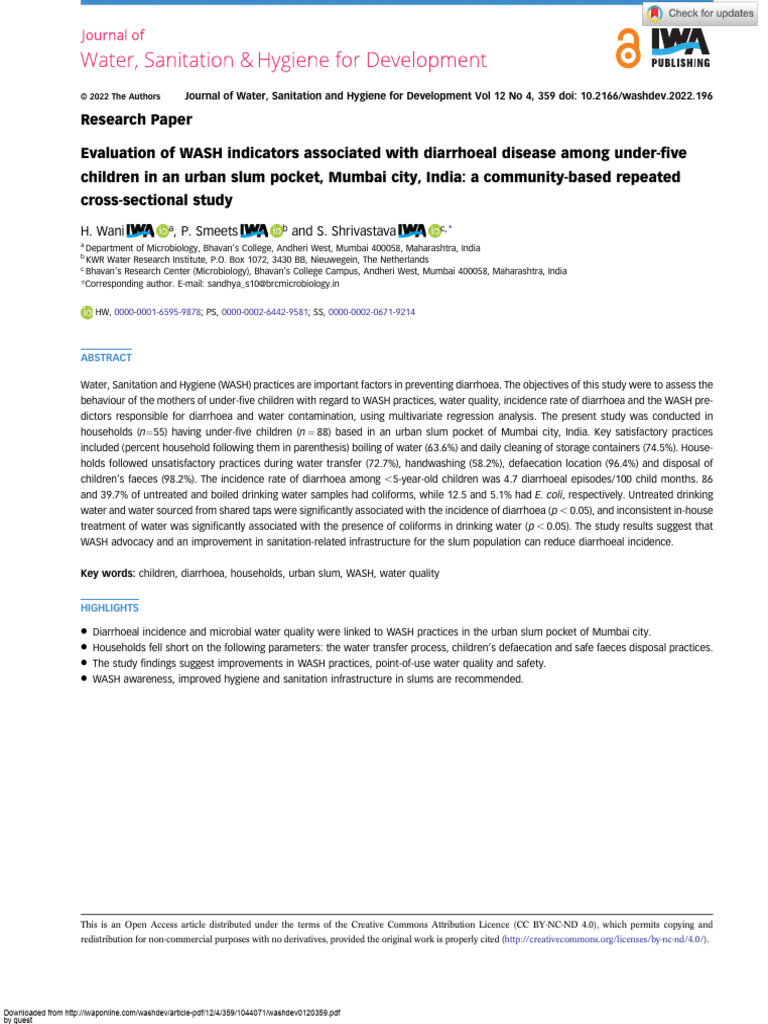 Evaluation_of_WASH_indicators_associated_with_diar | PDF | Wash ...