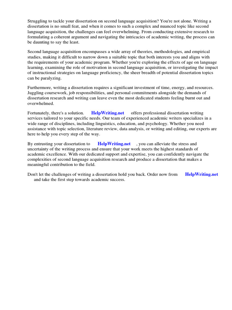 Second Language Acquisition Dissertation Topics | PDF | Second Language ...