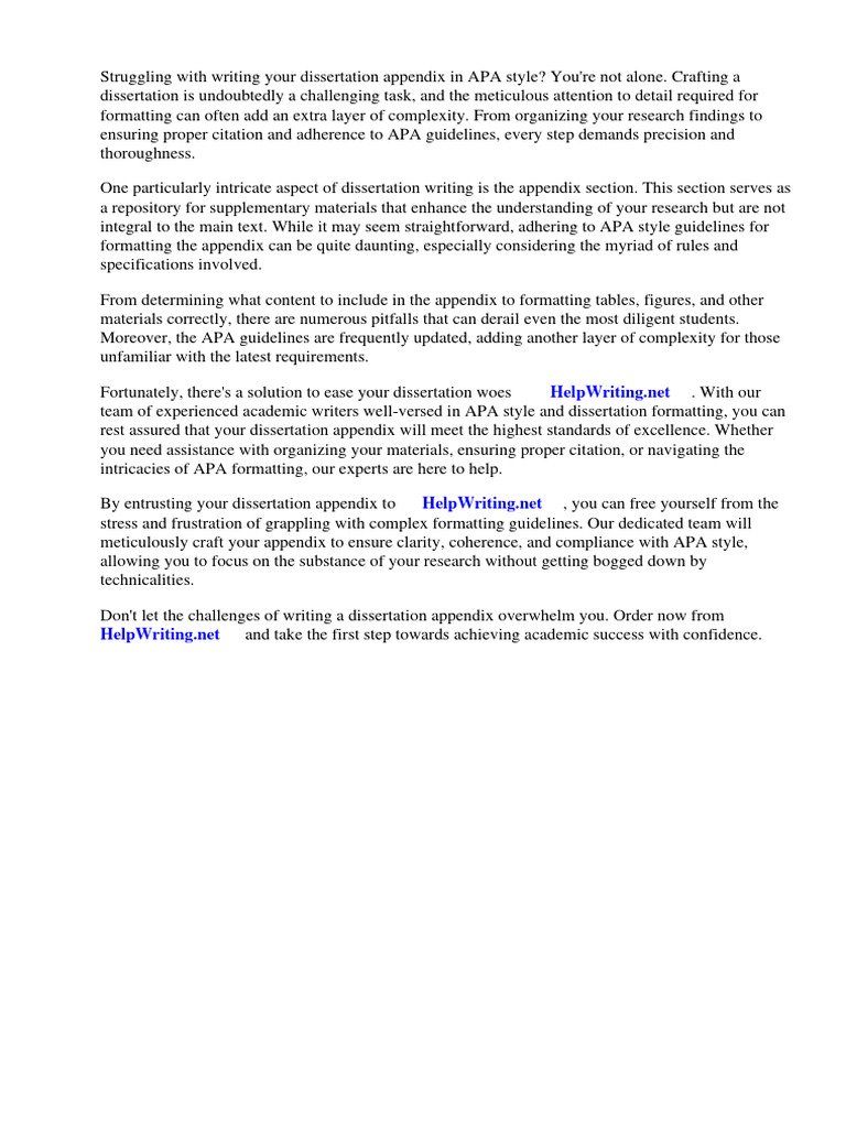 Apa Style Dissertation Appendix | PDF | Apa Style | Thesis