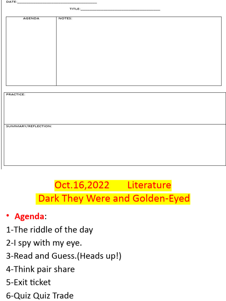 Middle School Literature Lesson | PDF | Language Arts & Discipline