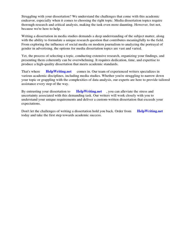 Media Dissertation Topics Examples | PDF