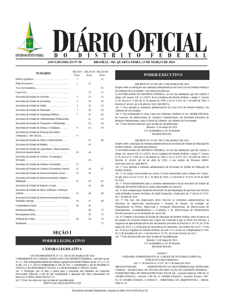 DODF 13 03 2024 Diario Oficial | PDF | Advogado | Promotor